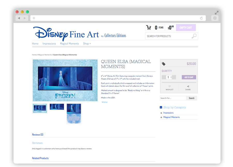 Disney Fine Art Shop Website – SeenDesigns